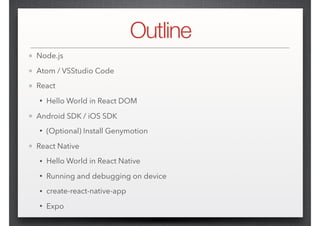 Lezione 02 React and React Native installation and Configuration | PPT