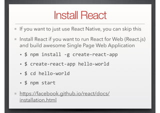 Lezione 02 React and React Native installation and Configuration | PPT