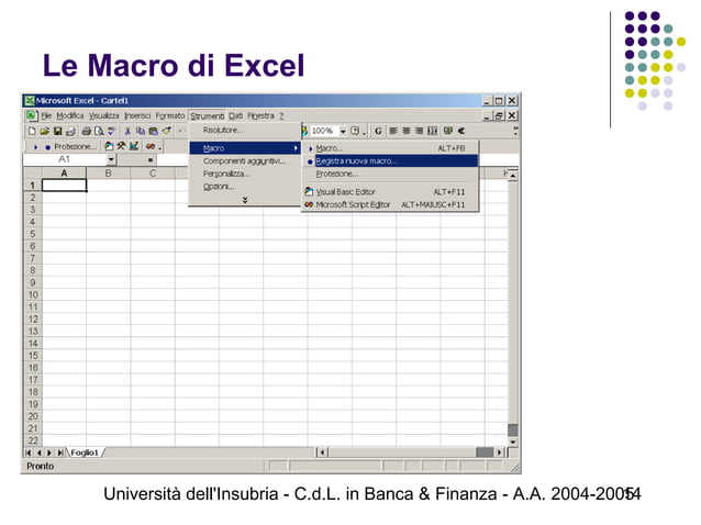 Lezione 1 - Introduzione al VBA per Excel | PPT