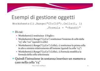 Lezione 11 - Vba E Excel | PDF | Computing | Technology & Computing