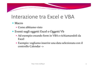 Lezione 11 - Vba E Excel | PDF | Computing | Technology & Computing