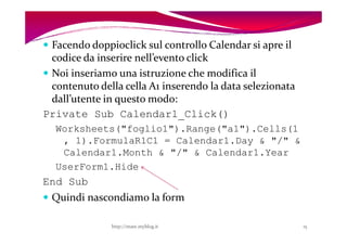 Lezione 11 - Vba E Excel | PDF | Computing | Technology & Computing