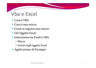 Lezione 11 - Vba E Excel | PDF | Computing | Technology & Computing