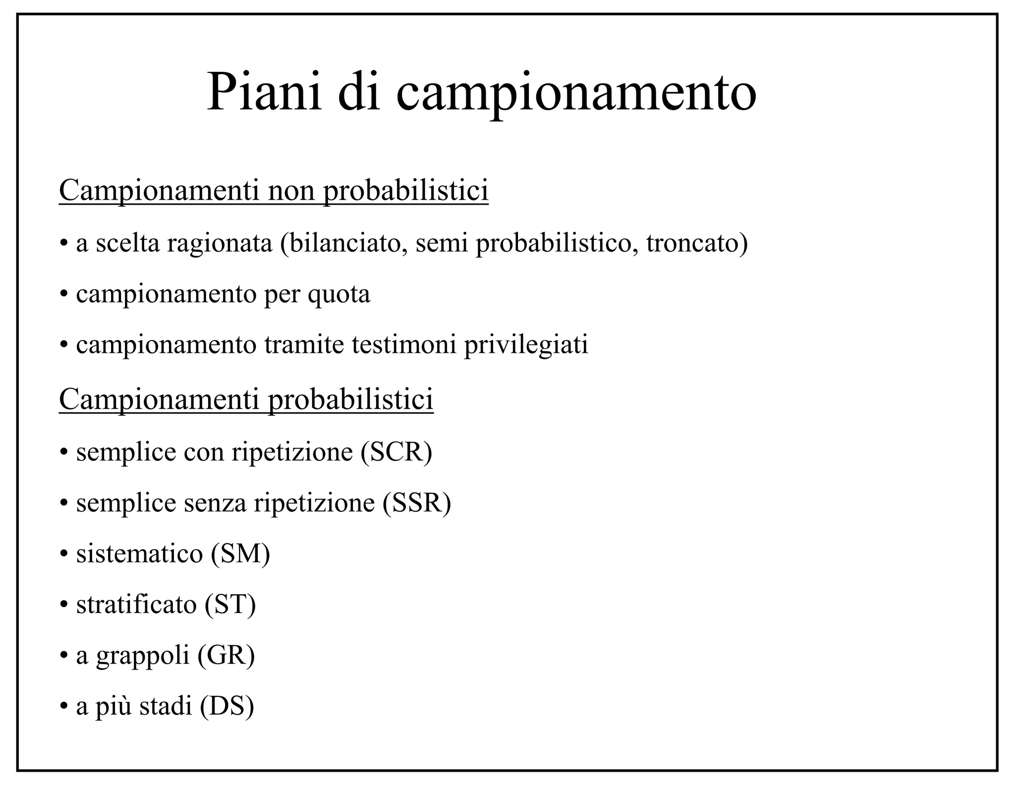 Piani di campionamento - Lezione 14 | PDF