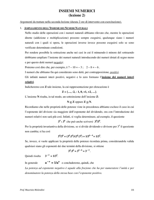 Lezione 2 insiemi numerici | PDF