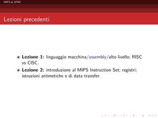 Lezione3 - MIPS & SPIM Unicam | PDF | Programming Languages | Computing