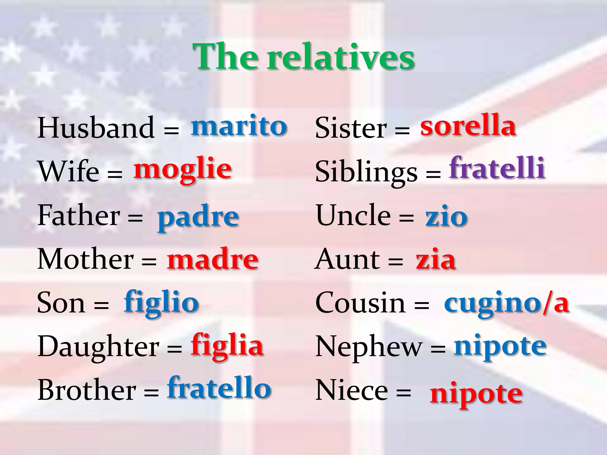 Slides English for Italian Lesson 4 | PPTX