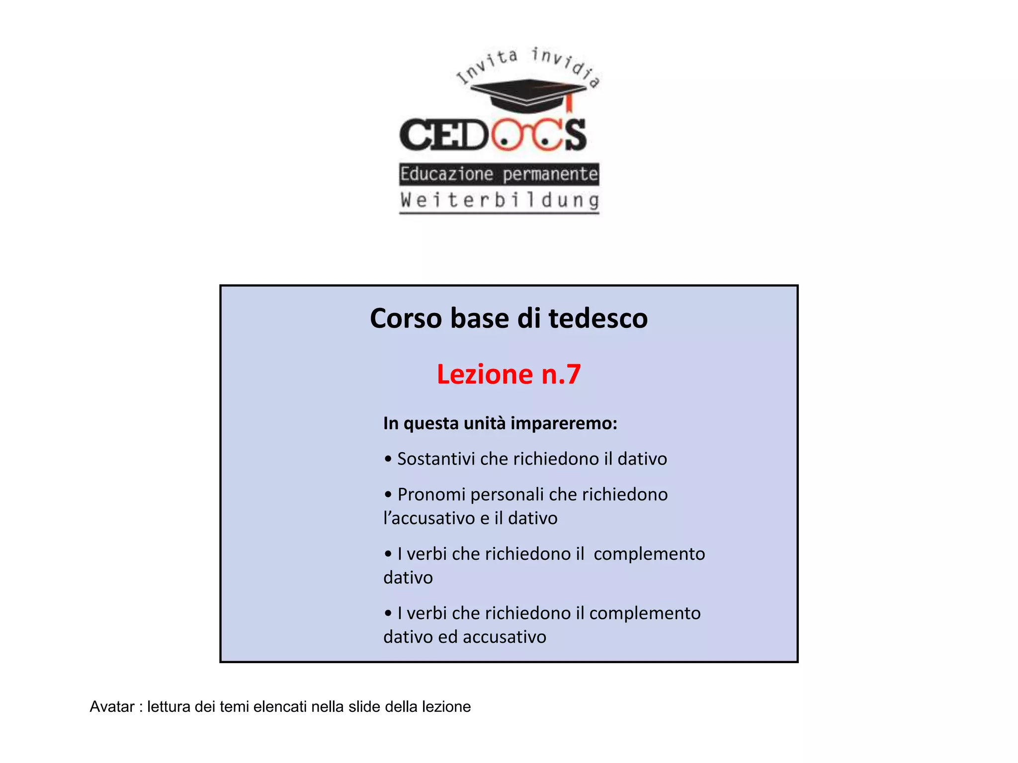 Lezione 7 | PPT
