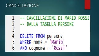 Lezione 9 - Il linguaggio SQL | PPT