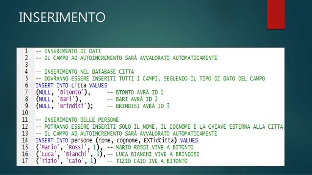 Lezione 9 - Il linguaggio SQL