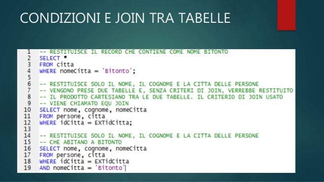 Lezione 9 - Il linguaggio SQL