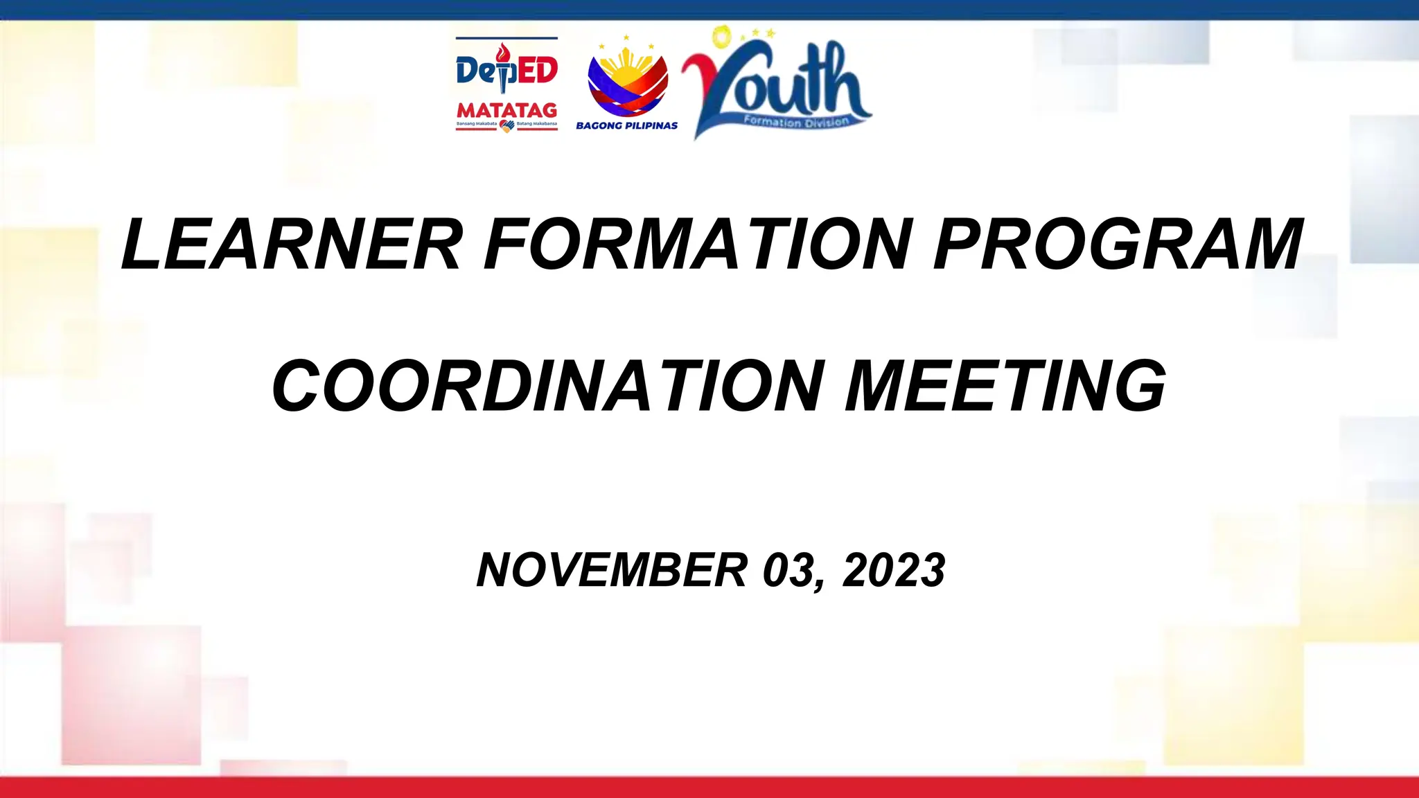 Learners formation coordination meetings | PPT
