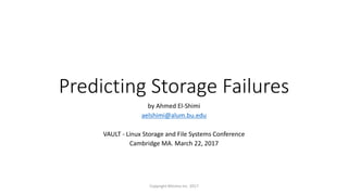 Predicting Storage Failures with Machine Learning | PDF