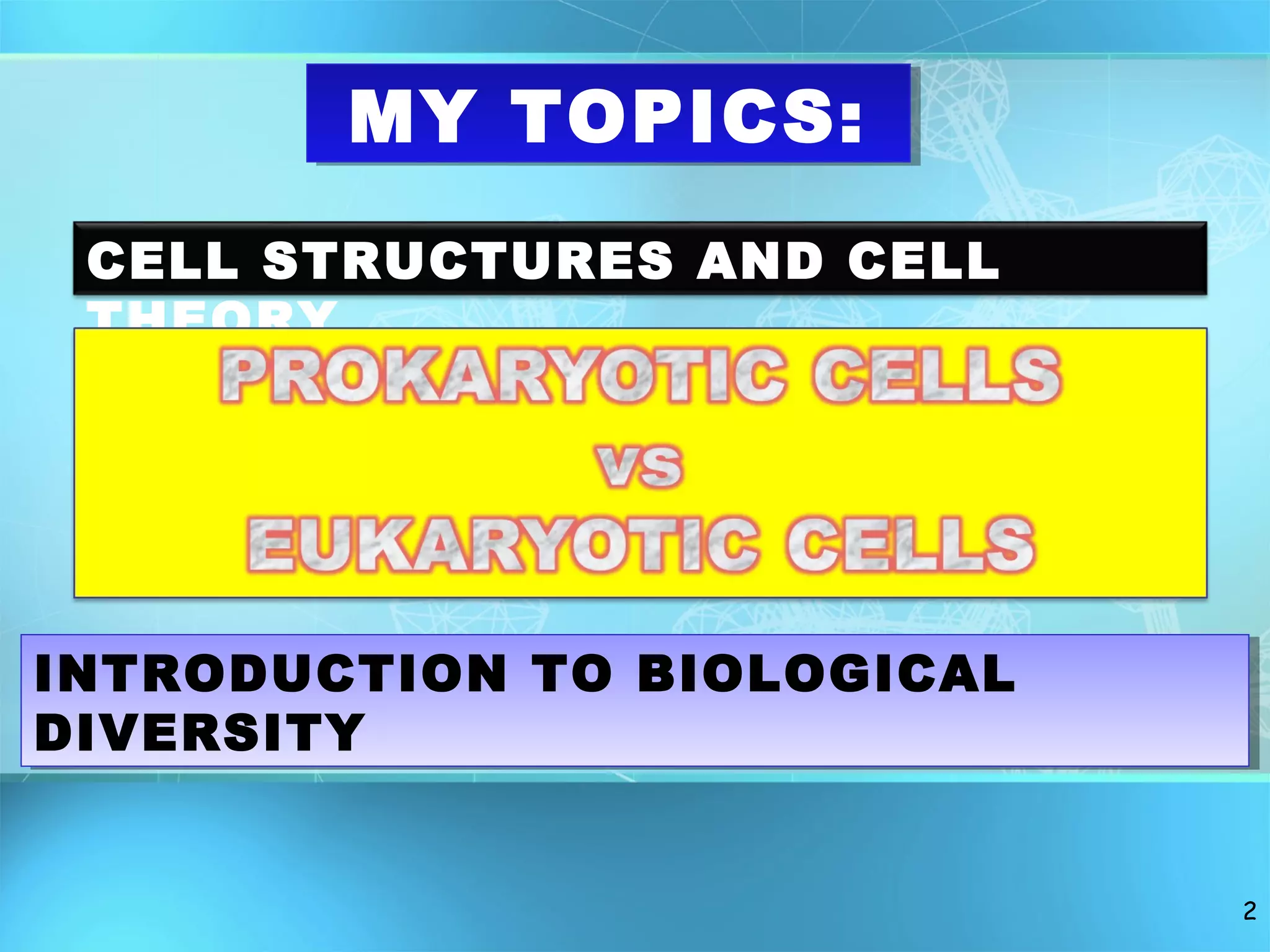 Cell structures, cell theory, biological diversity | PPT