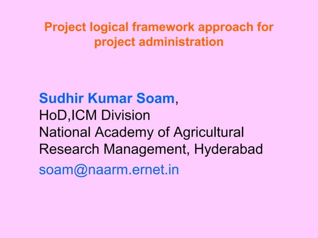 Project Logframe for planning and administration | PPT