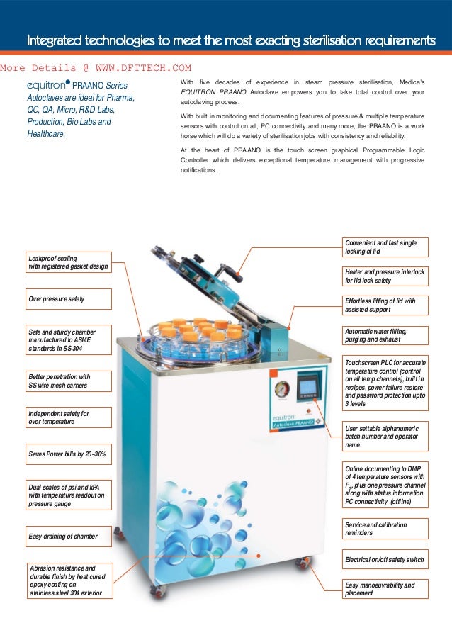 Equitron Praano Series Autoclaves for Pharma, R&D, QA, QC, Micro ...