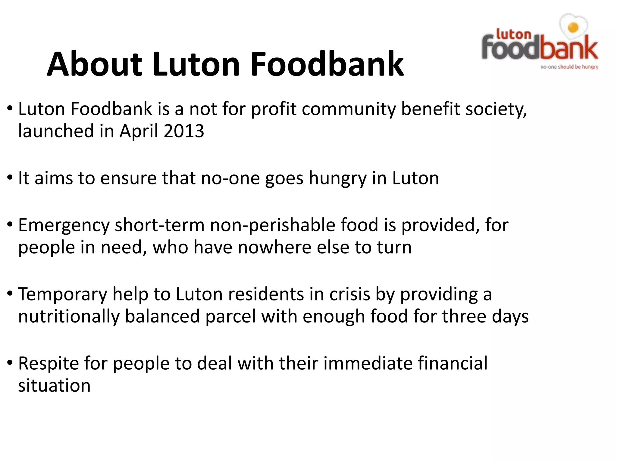 Luton Foodbank Volunteer Presentation | PPTX