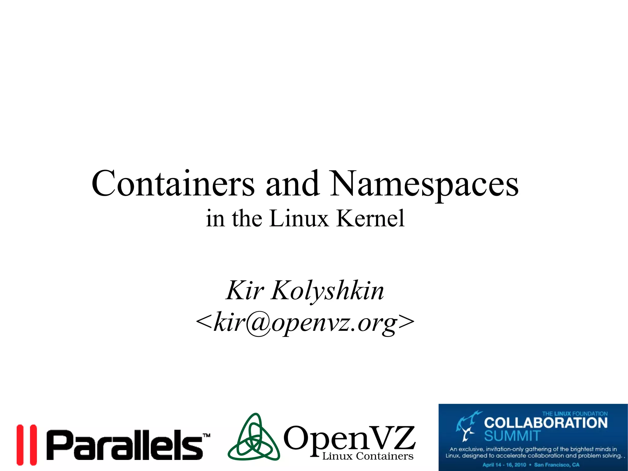 Containers and Namespaces in the Linux Kernel | PPT