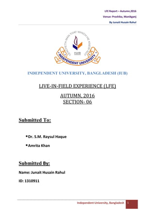 Lfe report Independent University, Bangladesh (IUB) | PDF