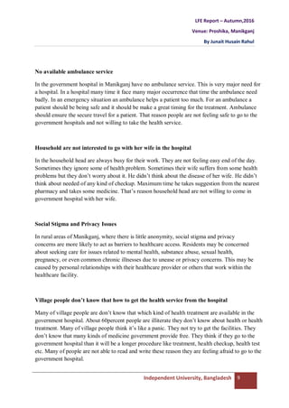 Lfe report Independent University, Bangladesh (IUB) | PDF