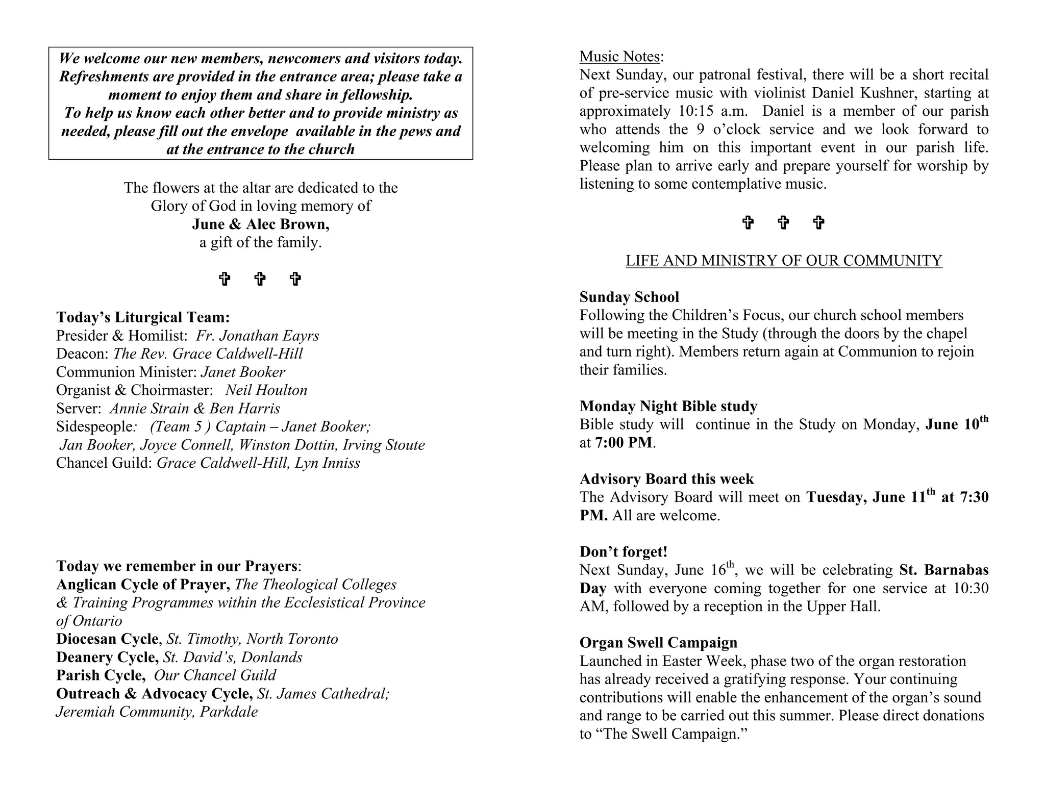 Leaflet St Barnabas 9 June 2013 | PDF