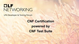 LFN Dev and Testing Forum 2022 CNF Certification Tutorial | PDF | Cloud ...