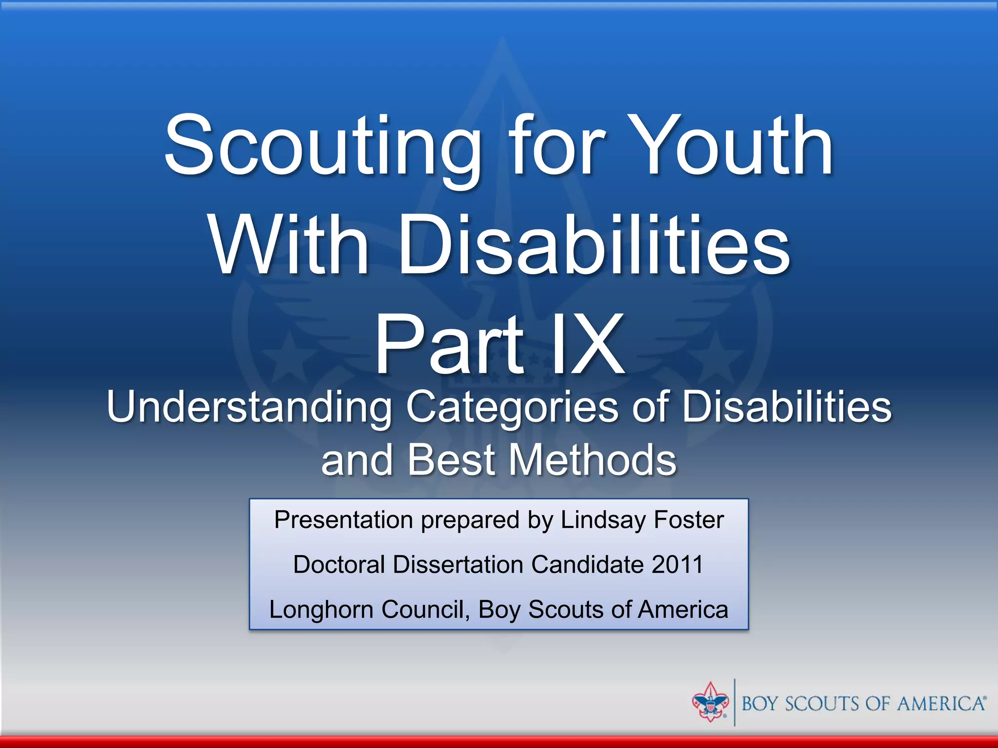 Part 2 Scouting For Youth With Disabilities | PPT