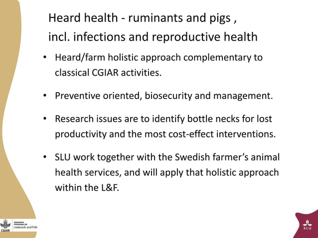 The new role of SLU in the CGIAR Livestock and Fish Research Program | PPT