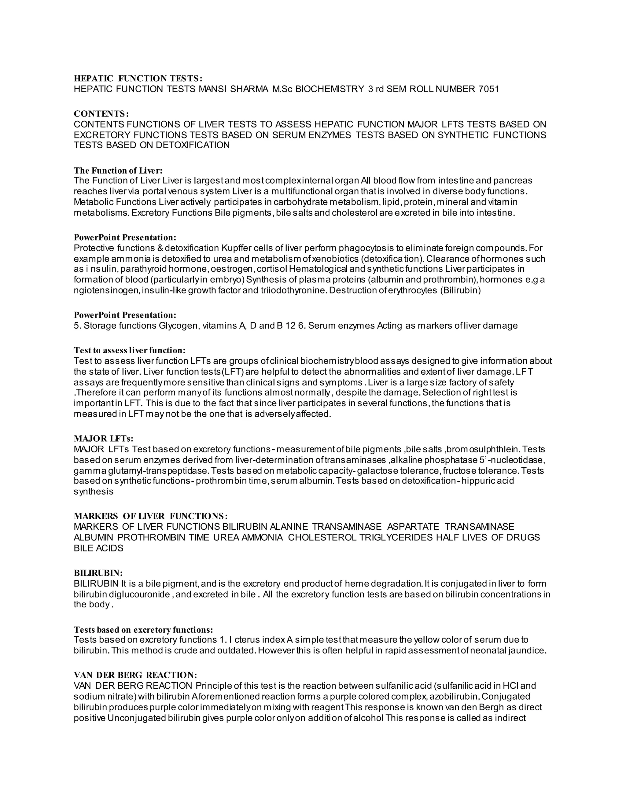 Liver function tests | DOCX