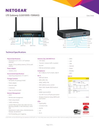 Sprint Spark-Capable, Tri-Band LTE Router - NetGear 6100 - Datasheet 140221 | PDF