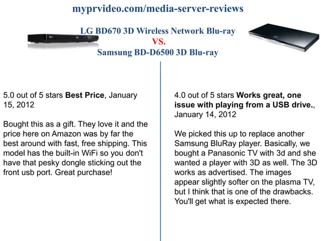 LG BD670 Blu ray vs Samsung BD-D6500 | PPT | Free Download