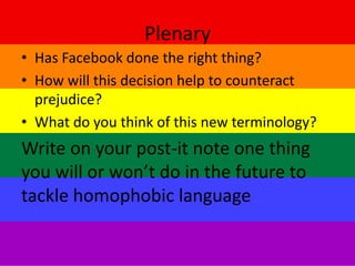LGBTQ month lesson on homophobic language | PPTX