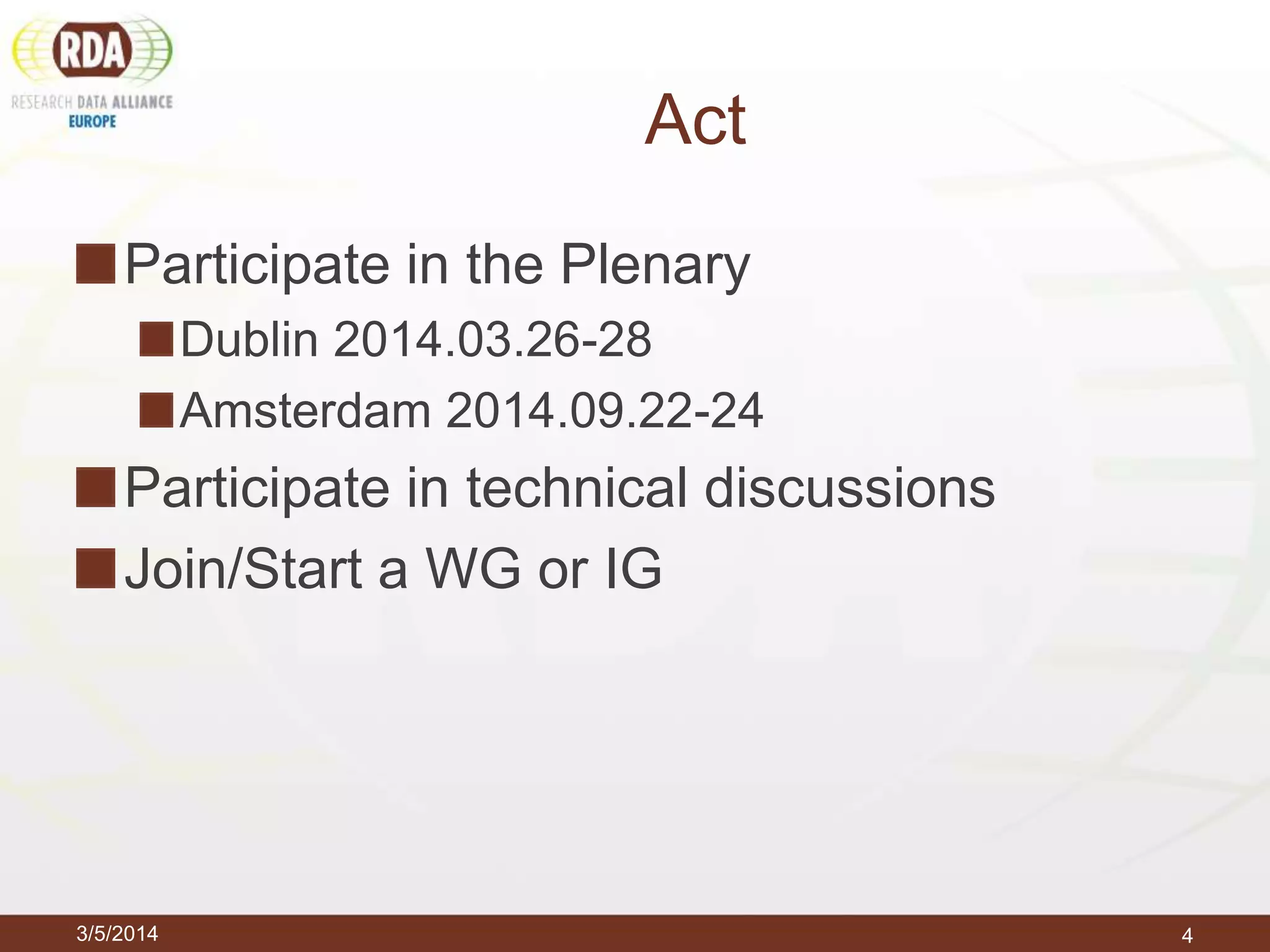 Research Data Alliance: Research Data Sharing without barriers | PPTX