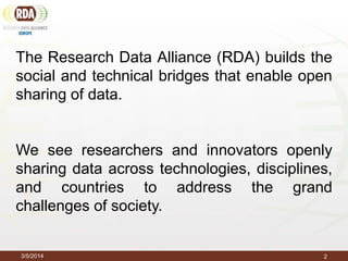 Research Data Alliance: Research Data Sharing without barriers | PPTX