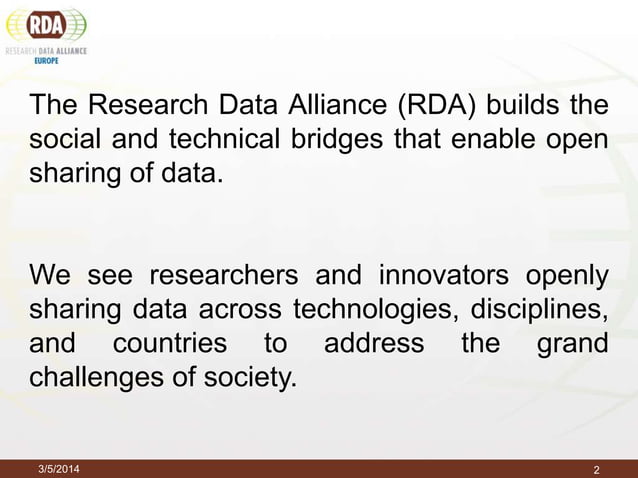 Research Data Alliance: Research Data Sharing without barriers | PPTX