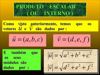 ¦Lgebra linear 02 aula 01-01-produto escalar | PPT