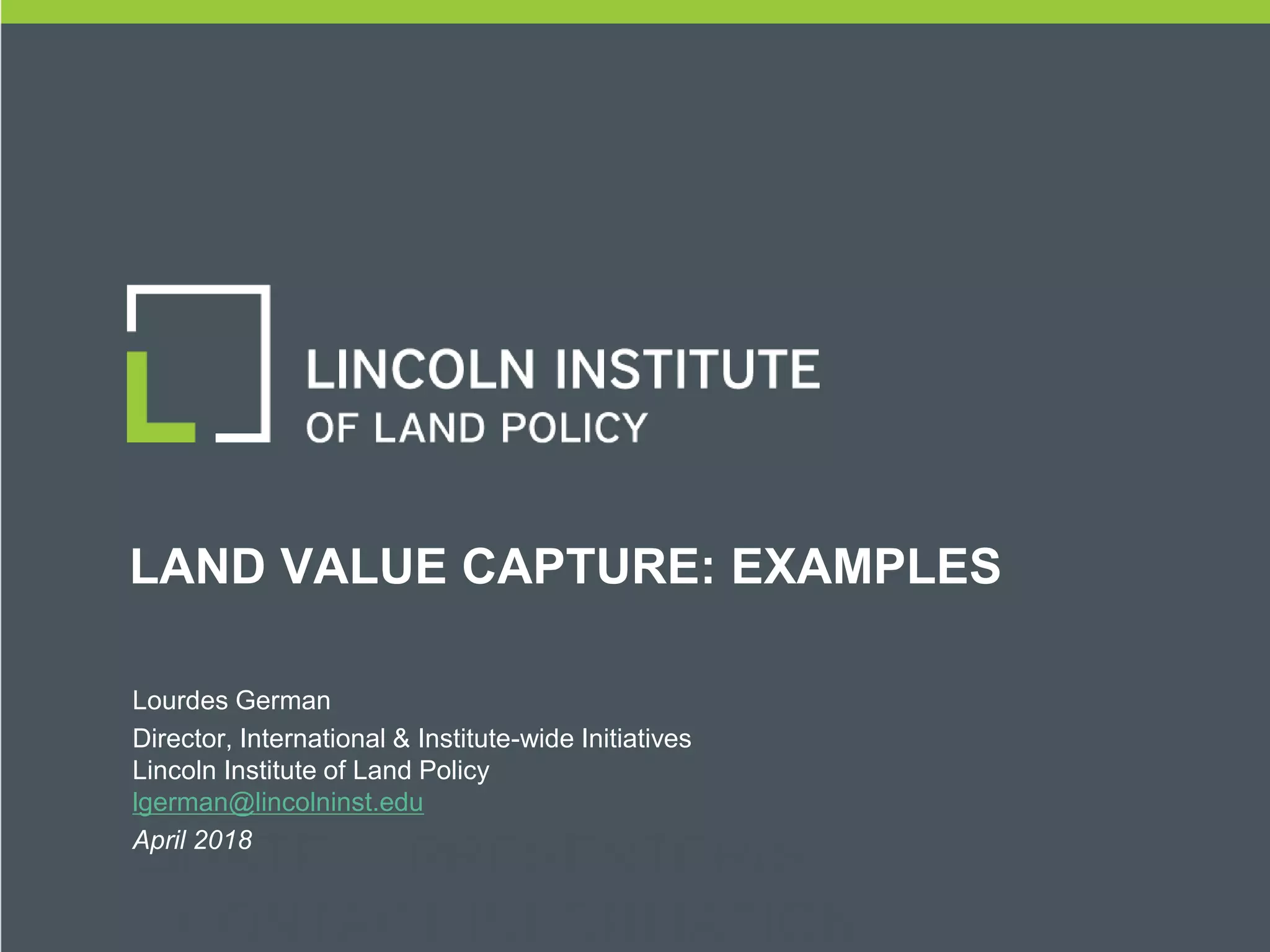Land Value Capture Examples | PPTX