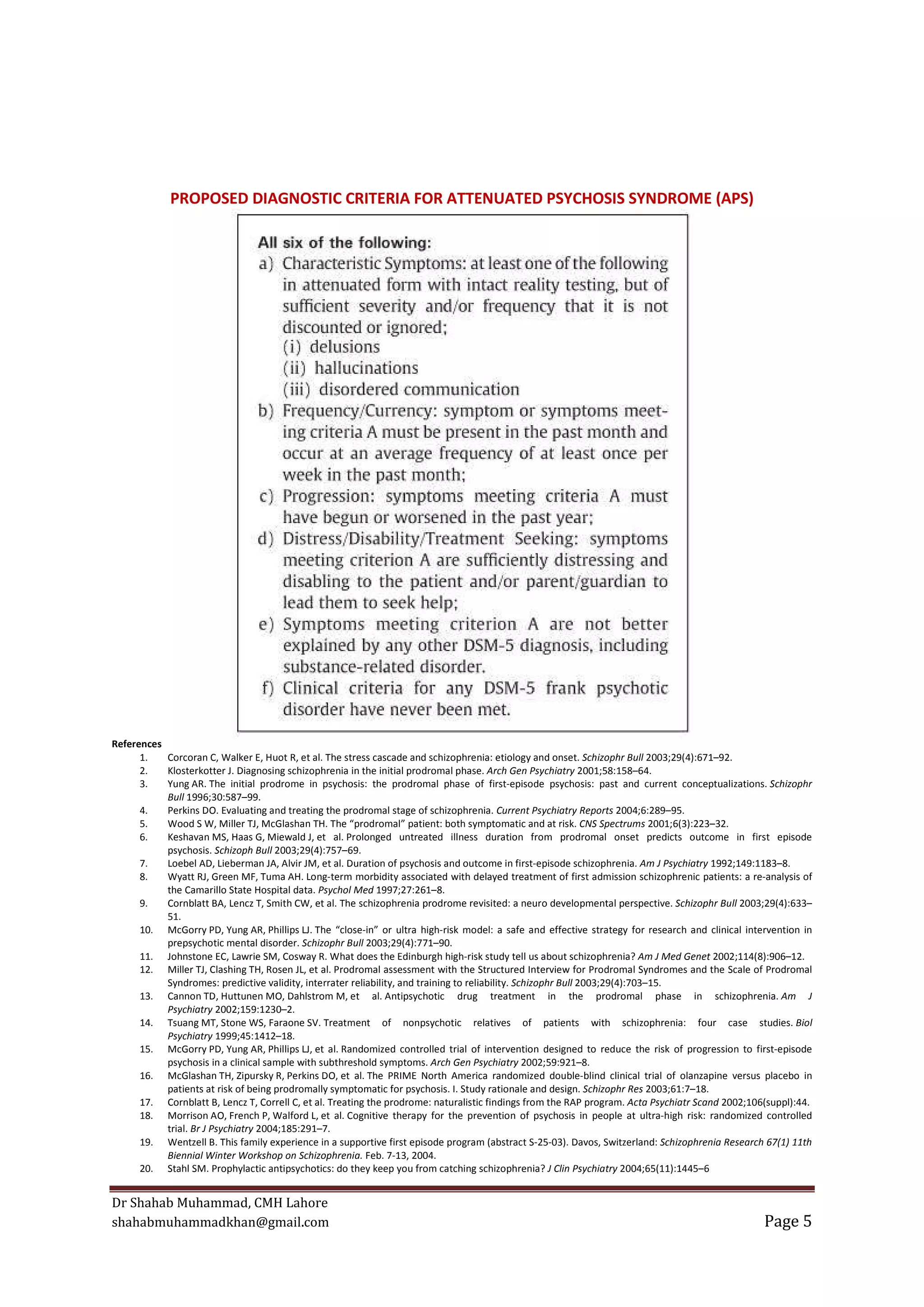 Prodrome schizophrenia | PDF