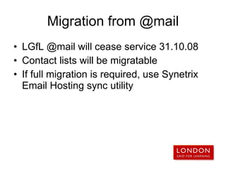 LGfL Exchange Email | PPT