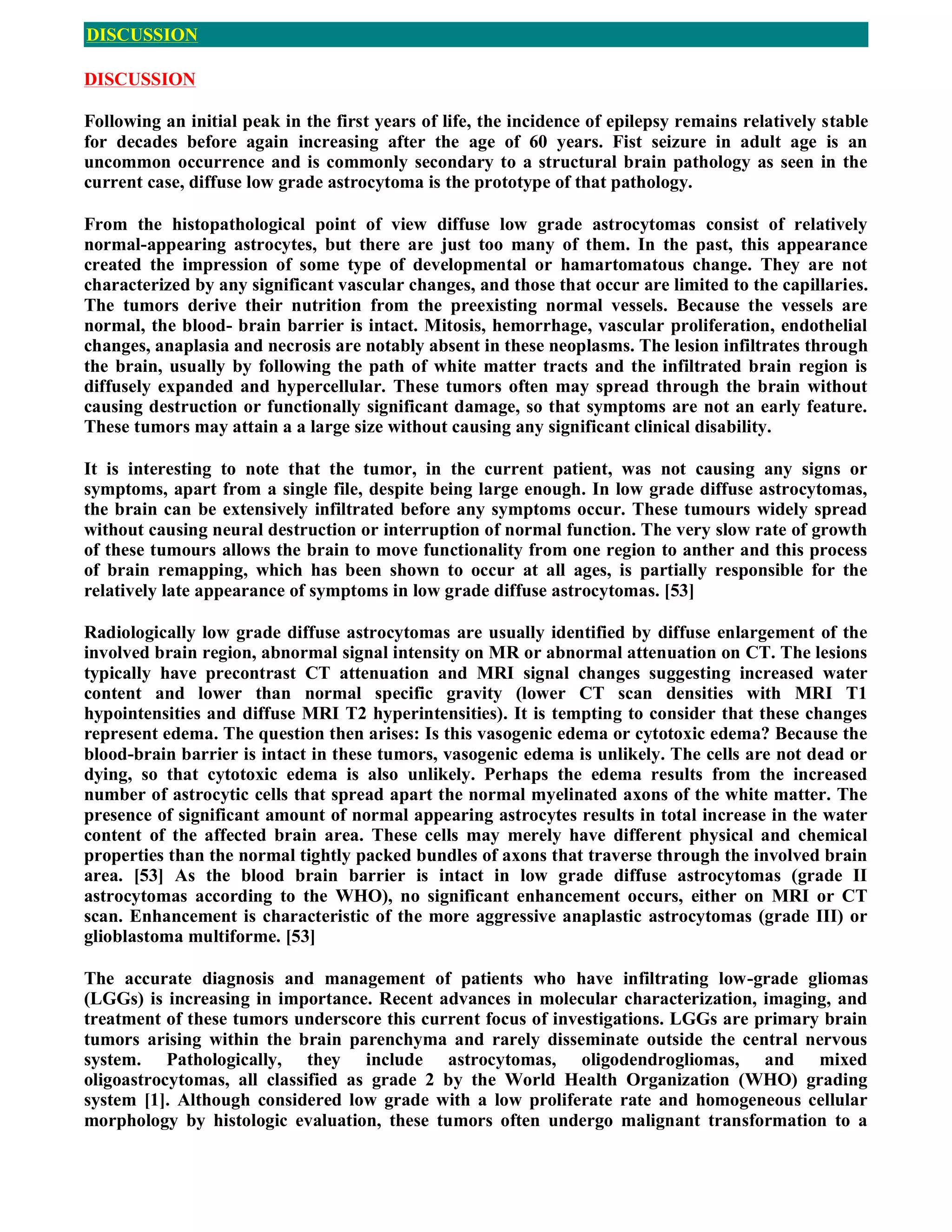 Case record... Grade II,III mixed astrocytoma | PDF