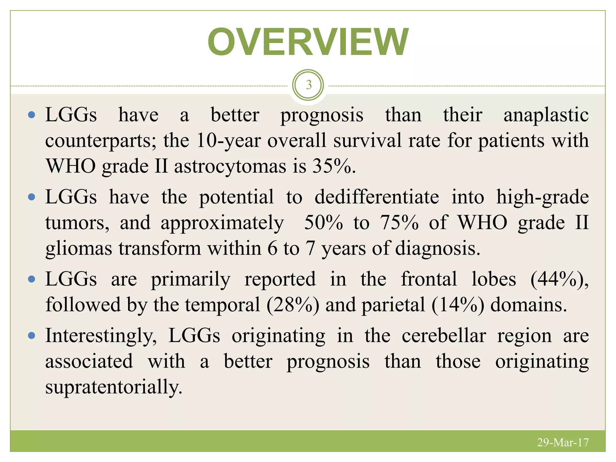 LOW GRADE GLIOMA controversies in management | PPTX