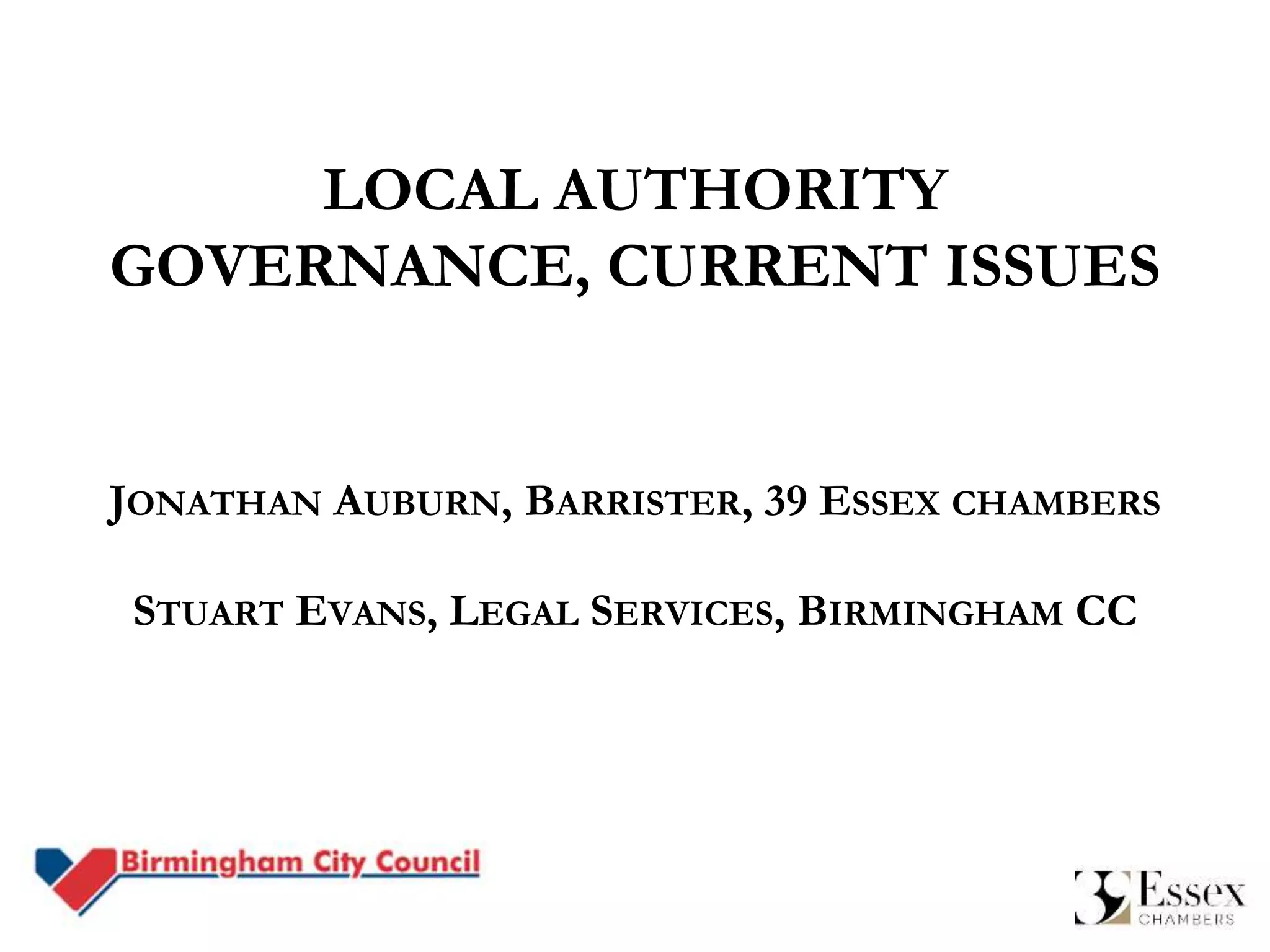 Local Authority Governance, Current Issues | PPT