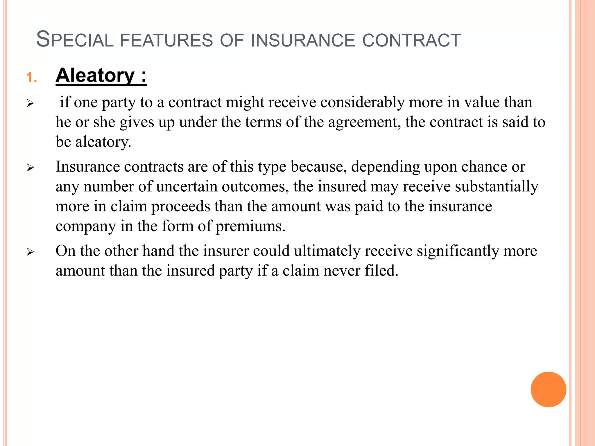 SIMS-SPECIAL FEATURES OF INSURANCE CONTRACT | PPTX