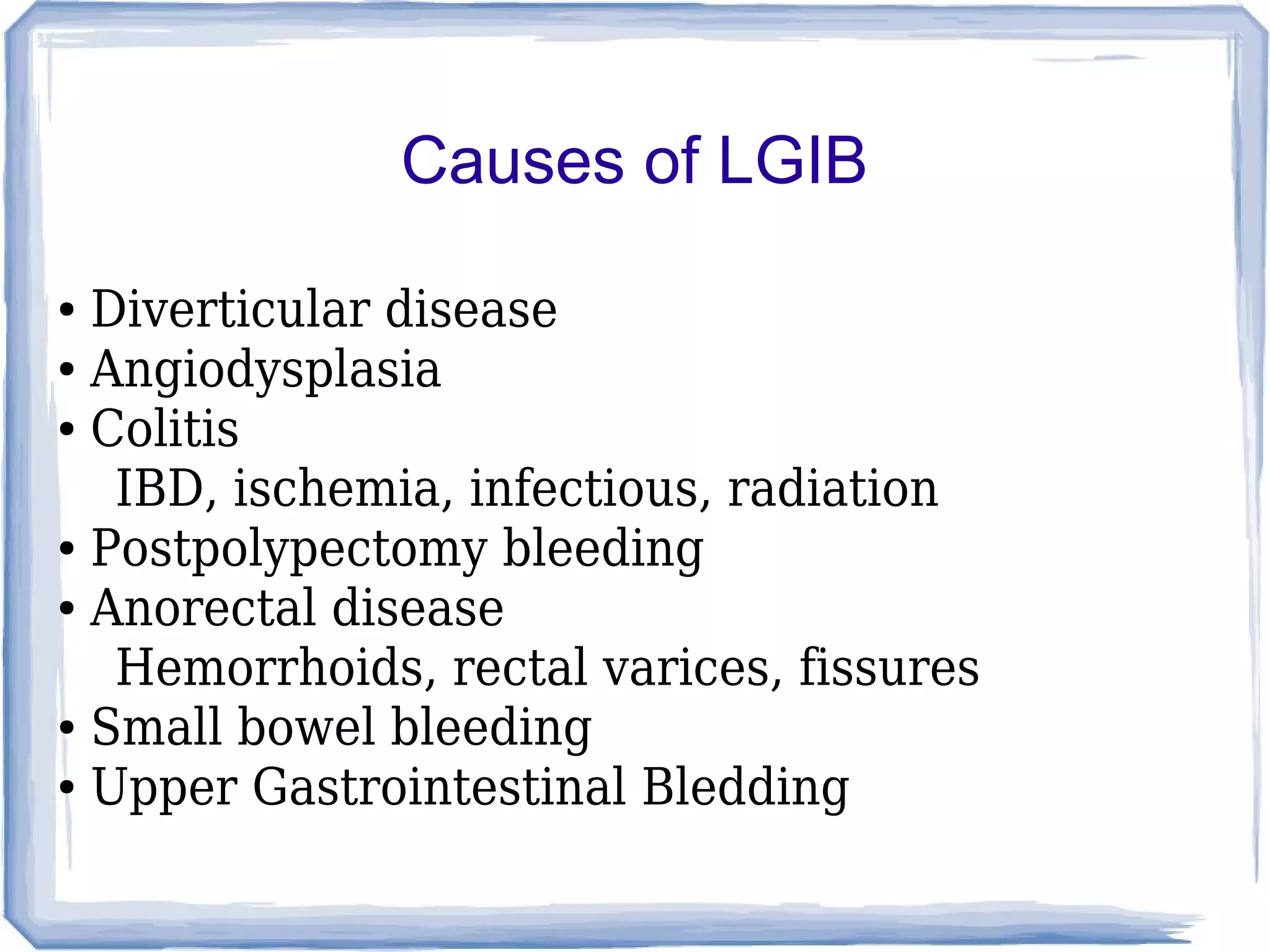 Causes of Lower Gastrointestinal Bleeding | PDF