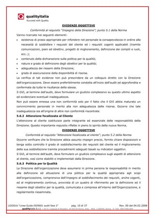 Lgio01b linea guida iso9001 audit fase 2 | PDF