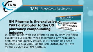LGM Pharma - Active Pharmaceutical Ingredient Supplier | PPT