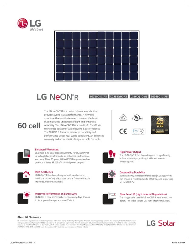 LG NeON R Mono 360W Gloss Black 40mm | PDF | Consumer Electronics ...