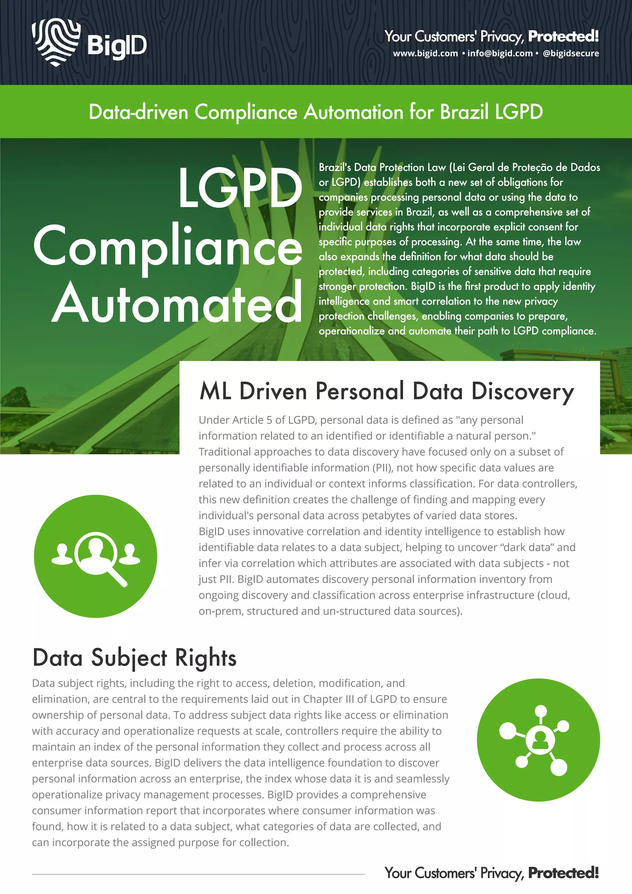 BigID Data Sheet: LGPD Compliance Automated | PDF