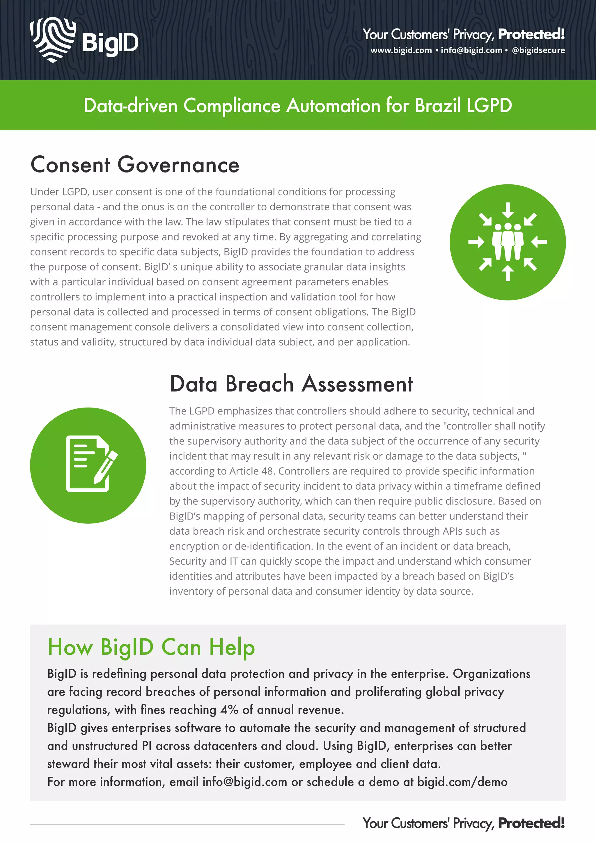 BigID Data Sheet: LGPD Compliance Automated | PDF