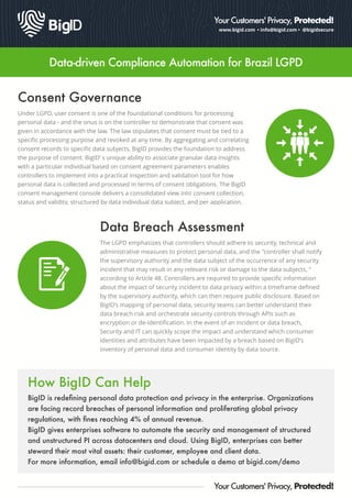 BigID Data Sheet: LGPD Compliance Automated | PDF